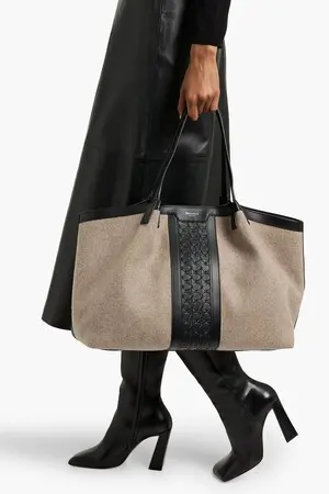 SERAPIAN Leather-trimmed Felt Tote