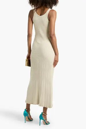 Rabanne Ribbed Knit Midi Dress With Button Embellishments