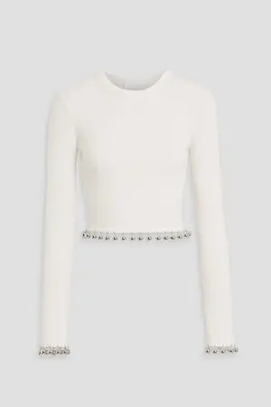 Rabanne Cropped Beadembellished Wool Sweater - Ivory