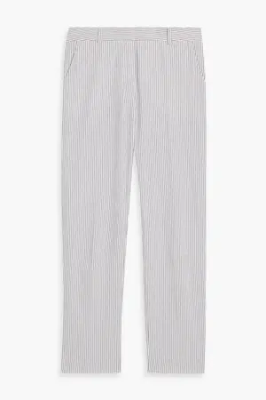 Max Mara Striped Cottonblend Seersucker Slimleg Pants