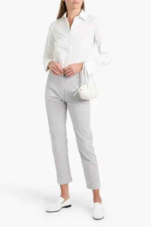 Max Mara Striped Cottonblend Seersucker Slimleg Pants
