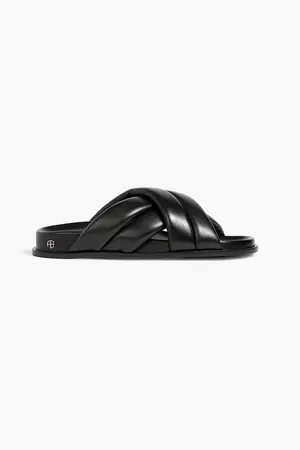 ANINE BING Lizzie Quilted Leather Sandals - Black