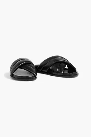 ANINE BING Lizzie Quilted Leather Sandals - Black