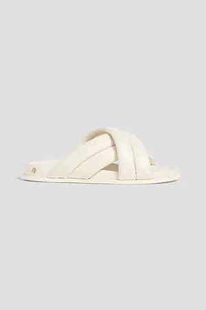 ANINE BING Lizzie Quilted Leather Sandals - Ivory