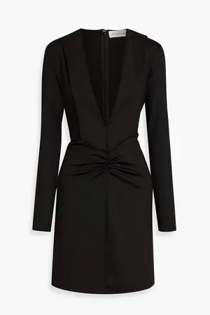 Victoria Beckham Gathered Stretchjersey Mini Dress - Black