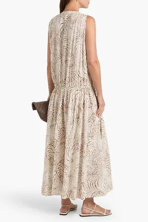 ANINE BING Mia Printed Cotton-blend Poplin Maxi Dress