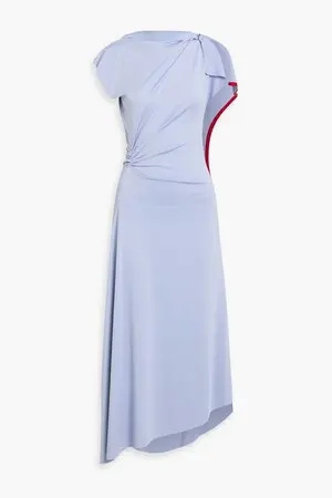 Victoria Beckham Asymmetric Gathered Jersey Midi Dress - Lavender