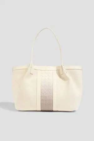 SERAPIAN Secret Leathertrimmed Canvas Tote - Ecru