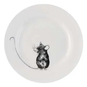 JIMBOBART British Wildlife Collection Mouse Side Plate - White