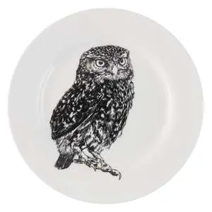 JIMBOBART British Wildlife Collection Owl Side Plate - White