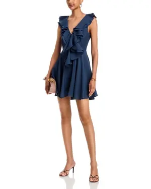 Aqua Flutter Sleeve Ruffle Mini Dress Exclusive