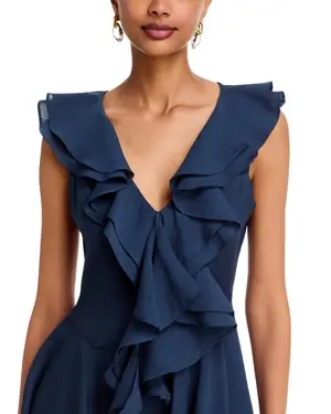 Aqua Flutter Sleeve Ruffle Mini Dress Exclusive