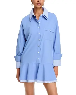 Aqua Double Layer Mini Shirt Dress