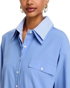 Aqua Double Layer Mini Shirt Dress