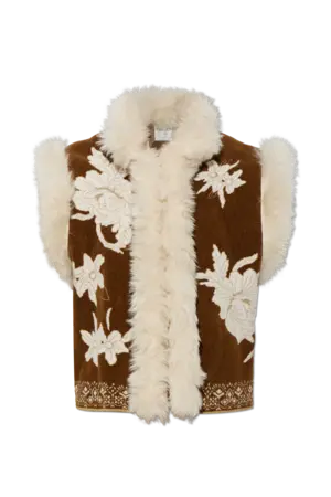 FORTE_FORTE Vest With A Botanical Motif - Brown