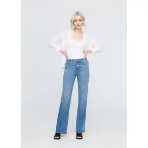 DUER No Sweat Denim High Rise Wide Leg Jeans - Pacific