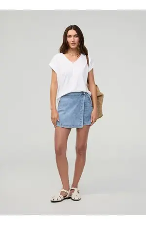 DUER Performance Denim Lite Wrap Skort - Light-stone