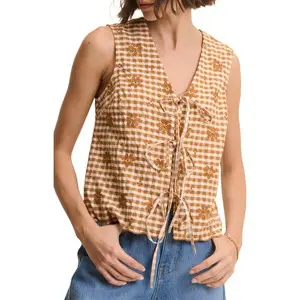 NOBODY'S CHILD Tessa Embroidered Tie Front Vest