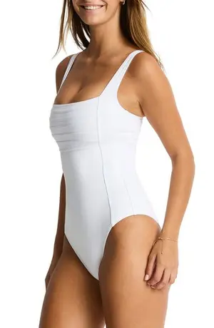 SEA LEVEL De Luxe Square Neck One-piece Swimsuit - White