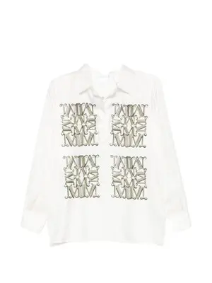 Max Mara Logo Print Silk Shirt - Green