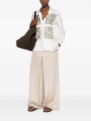Max Mara Logo Print Silk Shirt - Green