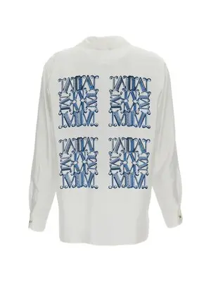 Max Mara Logo Print Silk Shirt