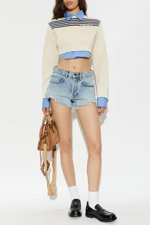 Balenciaga Cropped Sweater With Logo