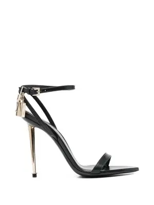 TOM FORD Padlock Leather Heel Sandals - Black