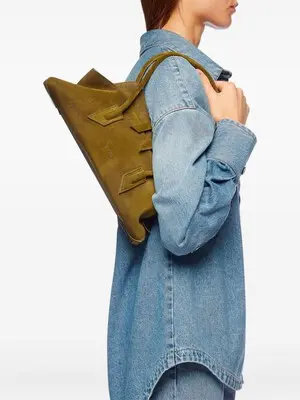 Attico La Passeggiata Small Leather Shoulder Bag - Green
