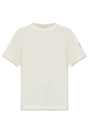 Moncler T-shirt With Decorative Trim - Cream