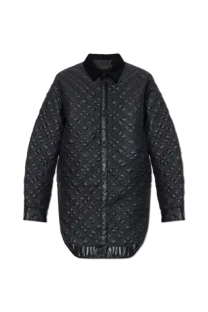 Moncler Quilted Jacket With Corduroy Collar - Black