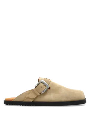 MAISON MARGIELA Suede Tabi Mules With Buckle - Beige