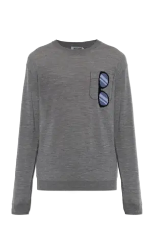 Moschino Wool Sweater With Print - Grey