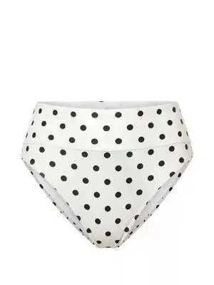 NICHOLAS Nerea High Waist Bikini Bottoms Ivory Black Polka Dot
