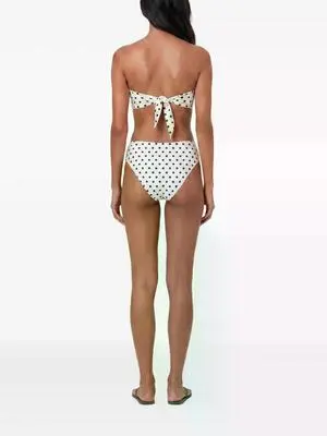 NICHOLAS Nerea High Waist Bikini Bottoms Ivory Black Polka Dot