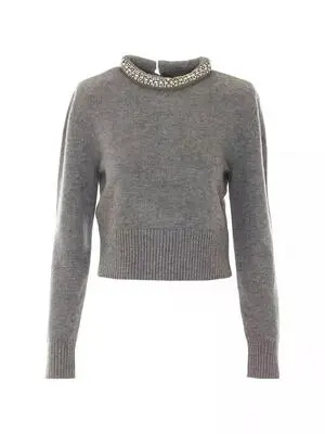 Pinko Berlino Crystal-embellished Sweater - Grey