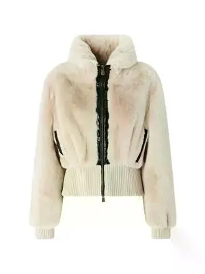 Pinko Bagels Faux-fur Ribbed-trim Jacket - Neutrals