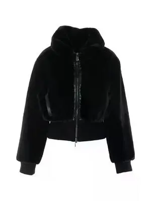 Pinko Bagels Faux-fur Ribbed-trim Jacket - Black