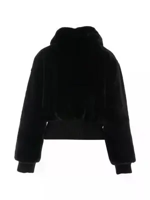 Pinko Faux-fur Ribbed-trim Zip-up Jacket - Black