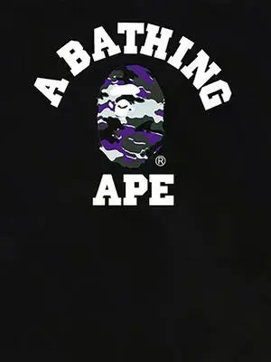 A BATHING APE Glitch Woodland Camo College T-shirt - Black