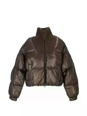 DIESEL® Quilted Jacket With Ribbed Funnel Neck - Brown