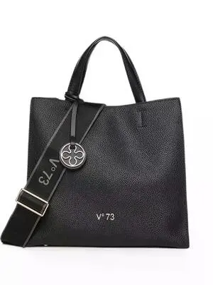 V°73 Logo-plaque Pebbled Shoulder Bag - Black