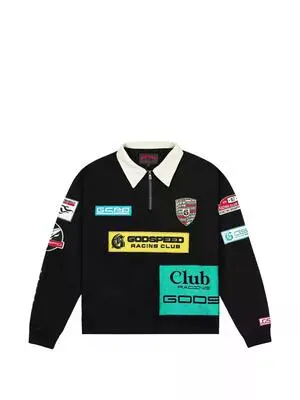 GODSPEED Patch-detail Quarter-zip Polo Shirt - Black