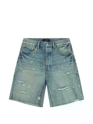 PURPLE BRAND Painterly Rip Shorts - Blue