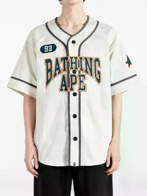 A BATHING APE Logo-patch Camouflage-jacquard Shirt