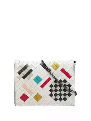 Bottega Veneta Nappa Intrecciato Abstract Wallet On Chain Crossbody Bag - White