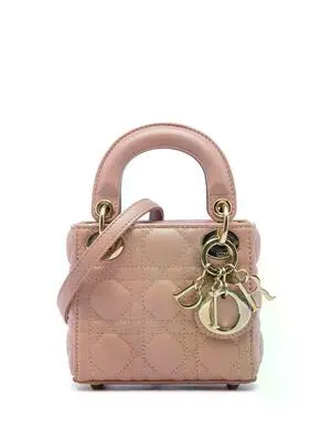 Dior 2020 Micro Lambskin Cannage Lady Satchel - Brown