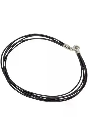 BVLGARI Leather Multi Strand Cord Choker Necklace - Black