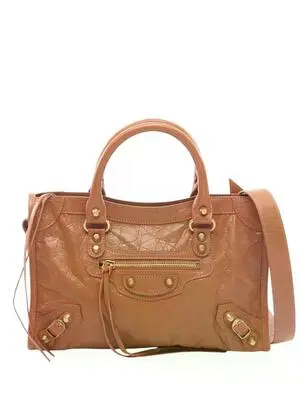 Balenciaga 2018-2026 Small Lambskin Motocross Le City Satchel - Brown