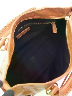 Balenciaga Small Lambskin Motocross Le City Satchel - Brown